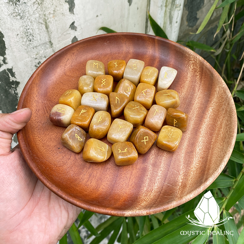 Bộ Đá Runes - Yellow Calcite (Can Tinh Vàng) - Mystic Healing